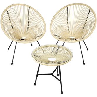 TecTake Ensemble table et chaises de jardin Santana - beige