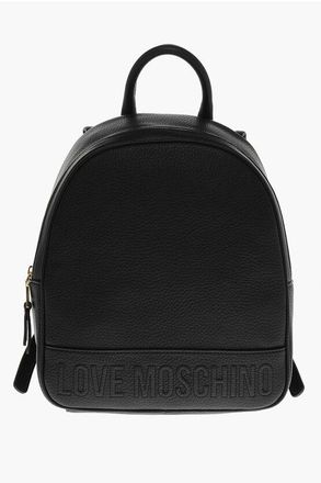 Moschino LOVE Textured Faux Leather Backpack with Embossed Logo size Unica