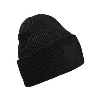 Beechfield Deep-Cuffed Tonal Patch Beanie - Black - One Size