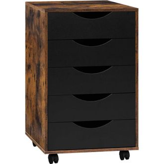 Woltu Meuble de Chevet WOLTU, Commode de Rangement Mobile, 5 Tiroirs, 40x40x66,5cm, Marron Rustique