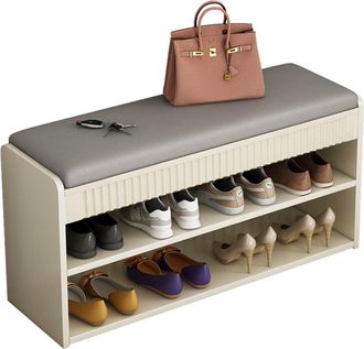 Generic Aufbewahrungsbank Aus Kunstleder Mit Mehrstufigem Regal for Schlafzimmer, Eingangsbereich, Wohnzimmer, Gepolstert, Modern, Aus Holz, Großer Versteckte