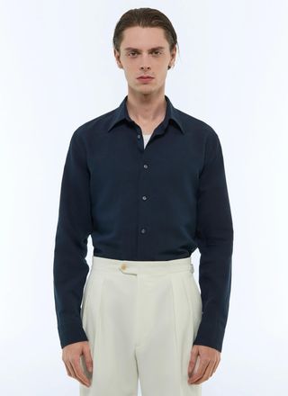 Fursac Chemise &agrave; col hirondelle en lin et coton - Taille XL - Homme