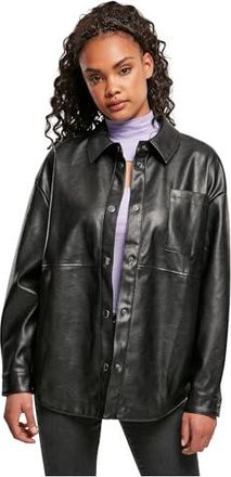 Urban Classics Ladies Faux Leather Overshirt Chemise, Noir, XXXXL Femme