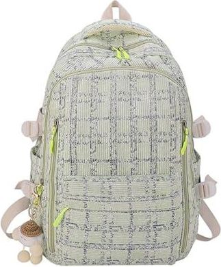 Generic Joli sac &agrave; dos en velours c&ocirc;tel&eacute; &agrave; carreaux de fraise, sac esth&eacute;tique, d&eacute;contract&eacute;, l&eacute;ger, sac &agrave; dos pour ordinateur portable, petit sac &agrave; dos pour fi