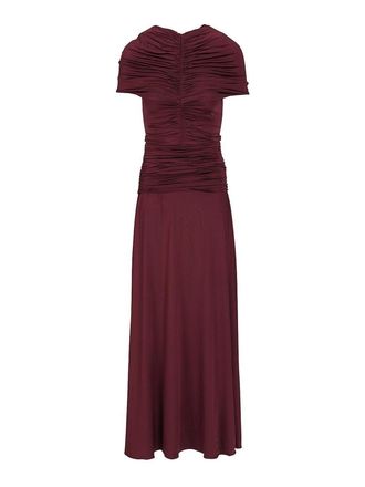 Self Portrait Robe Au Genou - Rouge Brun