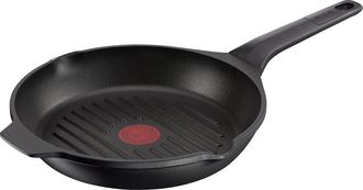 T-fal Robusto Aluguss Grillpfanne 26 cm, Bratpfanne Induktion mit Antihaftversiegelung, Thermo-Signal bei idealer Brattemperatur, für alle Herdarten geeigne