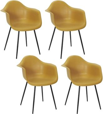 The Home Deco Factory Fauteuil Gustav Jaune - Lot De 4