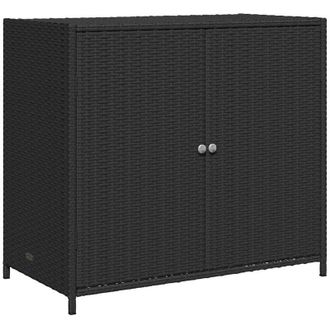 vidaXL Gartenschrank Schwarz 83x45x76 cm Poly Rattan vidaXL