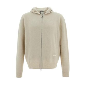 Wooyoungmi Wooyoungmi - Gilet &agrave; capuche zipp&eacute; en maille - Homme - Pulls - Beige - Taille: M