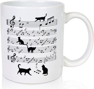 Generic Musik Note mit Katzen | Musik | katze | Singen - Tasse Weiss - Kaffeetasse/Geschenk/Familie