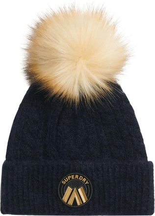 Superdry Damen Luxuriöse Beaniemütze mit Zopfmuster Nordisch Chrom Marineblau 1SIZE