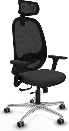 Piqueras y Crespo Schwarzer B&uuml;rostuhl mit 3D-Armlehnen, h&ouml;henverstellbarer Lendenwirbelst&uuml;tze und h&ouml;henverstellbarem Kopfteil und Neigungsverstellung, ausgestattet mit 