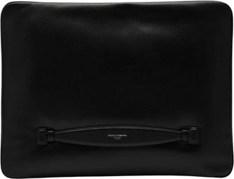 Dolce & Gabbana Homme, Accessoires, Noir, Taille: ONE Size Pochette en cuir avec poign&eacute;e
