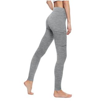 Generic Legging extensible pour femme - Pour entra&icirc;nement, course &agrave; pied, gym, fitness, gym, taille haute - Contr&ocirc;le du ventre, gris, XXL