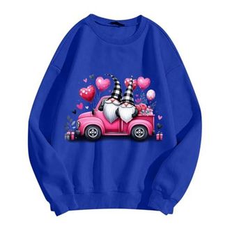 Generic 2026 Sweat-shirt &agrave; col rond pour homme et femme pour la Saint-Valentin, bleu, S