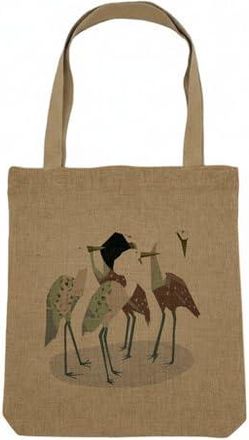 Fabulous Sac Shopping Tote Bag Aspect Lin - Groupe DOiseaux Style Minimaliste Herons Grues - Sac de Courses Toile Epaisse 360g Beige Naturel Cabas Port&eacute; Epaule