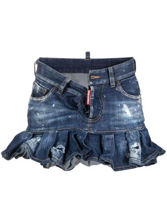 Dsquared2 jupe pliss&eacute;e &agrave; effet us&eacute; - Bleu