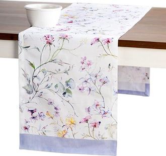 Maison d'Hermine Chemin de table décoratif 100 % coton - Nappe de Pâques lavable pour la maison, la cuisine, la salle à manger, les cocktails et le camping - Motif flo