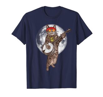 Giant Step Design Co. Psychedelic Hippie Banjo Cat! Funny Bluegrass Music T-Shirt