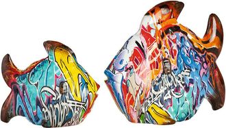 Gilde Fisch Street Art Mehrfarbig, Graffiti-Design H: 17.50 cm B: 20 cm T: 8cm 37534
