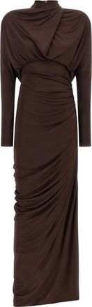 Balmain Femme, Robes, Brun, Taille: 38 FR Robe Longue Fluide en Jersey