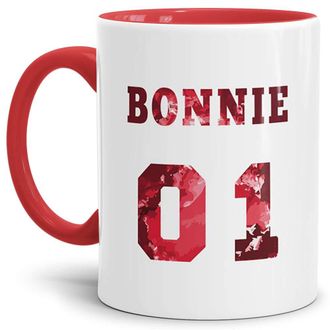Tassendruck P&auml;rchen-Tasset f&uuml;r Sie Bonnie Geschenk/Partner/Liebe/Love/Beziehung/Paare/Beste Qualit&auml;t - 25 Jahre Erfahrung Innen/Henkel Rot