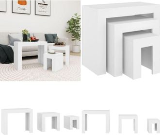 vidaXL Vidaxl - Tables basses gigognes 3 pcs Blanc Bois dingénierie - Table Basse - Tables Gigognes - Meuble Salon - Mobilier Blanc - Table Dappoint