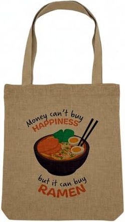 Fabulous Sac Shopping Tote Bag Aspect Lin - Ramen - Money Cant Buy Happiness Japan Sac de Courses Toile Epaisse 360g Beige Naturel Cabas Port&eacute; Epaule Solide Im