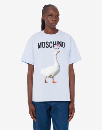 Moschino T-shirt en jersey de coton biologique Goose - Bleu