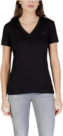 A|X Armani Exchange Femme, Tops, Noir, Taille: 42 FR T-shirt &agrave; col en V en coton &agrave; manches courtes