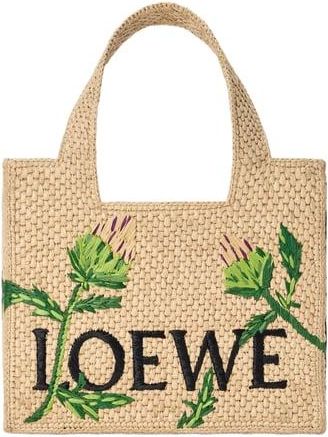 Loewe Paulas Ibiza - Petit Font tote brod&eacute; en raphia