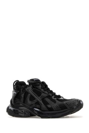 Balenciaga Mens Black Mesh And Rubber Runner Led Sneakers