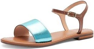 Geox Femme D Sozy S J Sandale à glissière, Azure/Camel, 39 EU