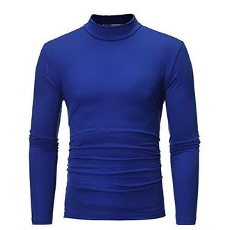 Generic Hauts d&eacute;contract&eacute;s pour hommes, T-shirts &agrave; manches longues et col roul&eacute; - Coupe ajust&eacute;e - T-shirt uni l&eacute;ger - T-shirt basique confortable et &eacute;lastique