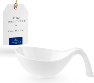 Villeroy & Boch Flow Bowl Mit Griff, Spülmaschinenfest, Mikrowellensicher, Suppentasse Mit Henkel, Suppenschale Mit Griff, Suppenschüssel Weiß, Salatschale, Salatschü