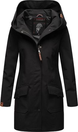 Marikoo Damen Übergangsjacke Softshellmantel wasserdicht atmungsaktiv mit Kapuze Mayleen Black Gr. S