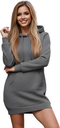 OZONEE Damen Hoodie Kapuzenpullover Lang Sweatjacke Sweatkleid Winterkleid Herbstkleid Kleid Sweatshirt Sweatshirtkleid Kapuzenjacke Kapuzenpulli Kapuze Lang