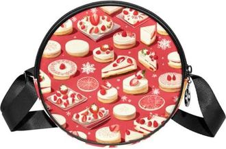 Generic Petit sac &agrave; bandouli&egrave;re circulaire pour femme, petit sac &agrave; bandouli&egrave;re avec fermeture &eacute;clair, bretelles r&eacute;glables, sac &agrave; main rond d&eacute;contract&eacute; pour fe