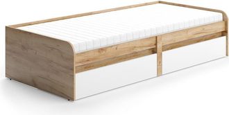 Vicco Kinderbett Clario, Weiß/Artisan, 90x200 cm mit Matratze