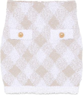 Balmain Minirock mit Argyle-Muster - Weiß