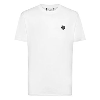 Philipp Plein Homme, Tops, Blanc, Taille: 4XL T-shirt Col Rond Manches Courtes