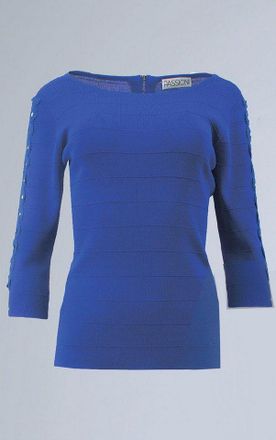 Passioni Kurzarmpullover mit Steinen