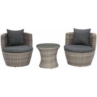 Beliani Gartenset grau Polyrattan 2 Personen Rund Boho