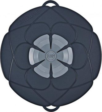 Kochblume das Original, Silikon Überkochschutz für Töpfe und Pfannen, Mikrowellen-Deckel, Spritzschutz und Dampfgar-Aufsatz | (anthrazit, XL | Topfgröße 20-28cm