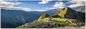 Paul Sinus Art Panoramabild auf Leinwand und Keilrahmen 120x40cm Peru Machu Picchi Felsen Landschaft