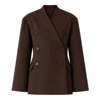 Meimeij Giacca foderata doppiopetto tasche sul davanti - Femme - Vestes - Brun - Taille: 40 FR