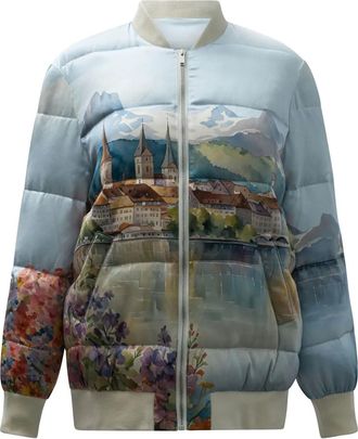 Sleep No More doudoune à imprimé graphique - Bleu