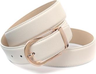 Anthoni Crown Lederg&uuml;rtel Ceinture, Wei&szlig;, 110 Femme