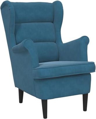 vidaXL Fauteuil de Salon TV Meuble de Salle de S&eacute;jour Fauteuil &agrave; Dossier Haut de Chambre &agrave; Coucher Meuble de Bureau Maison Int&eacute;rieur Bleu Velours