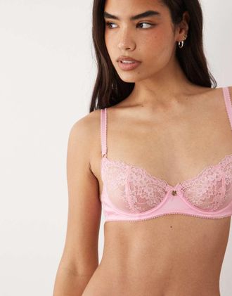 Boux Avenue Elsbeth - Soutien-gorge balconnet non rembourr&eacute; &agrave; broderies - Rose th&eacute;